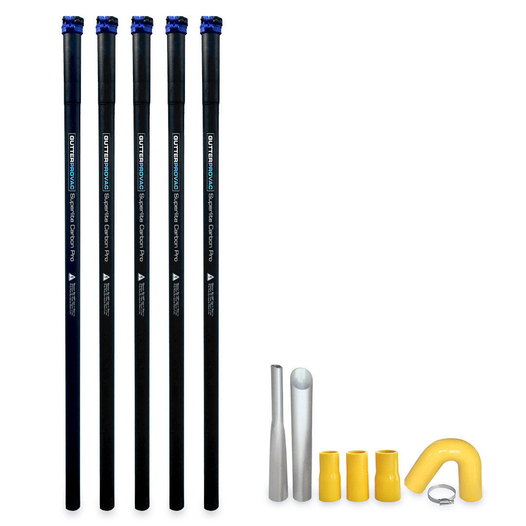 20 Foot Reach Carbon Fiber Clamping Gutter Pole Kit (5 Poles) with ...